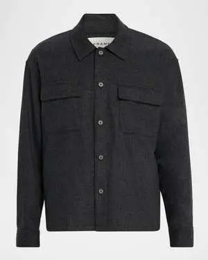 FRAME Wool-blend Two-pocket Overshirt - Gray