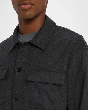 FRAME Apos;s Wool-blend Two-pocket Overshirt - Gray