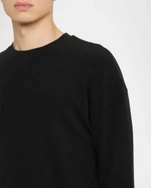 FRAME Cotton Waffle Knit Long-sleeve T-shirt - Black