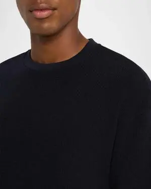 FRAME Cotton Waffle Knit Long-sleeve T-shirt - Navy