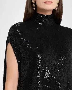 Michael Kors Cap-sleeve Sequined Shift Gown