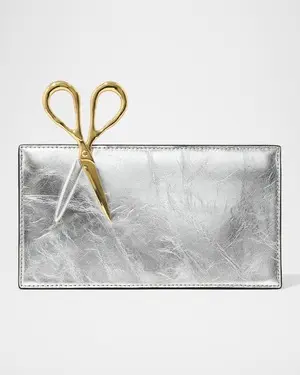 Alexis Bittar Petit Scissor Leather Clutch - Silver