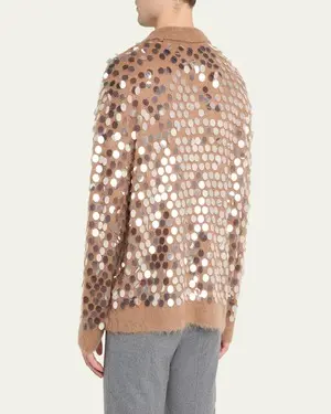 ZANKOV Sequined Mohair-blend Polo Sweater