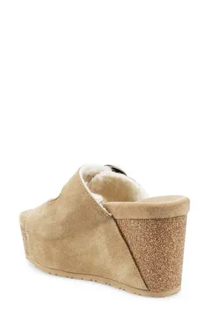 ZIGI Faux Shearling Platform Sandal - Sand Suede