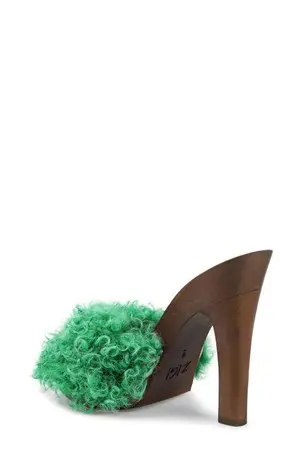 ZIGI Genuine Shearling Platform Sandal - Green Fur