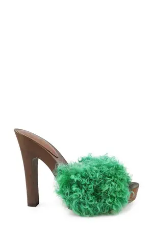 ZIGI Genuine Shearling Platform Sandal - Green Fur