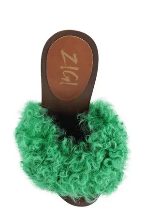 ZIGI Genuine Shearling Platform Sandal - Green Fur
