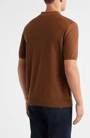 BOSS Imartino Piqué Zip Polo - Medium Brown