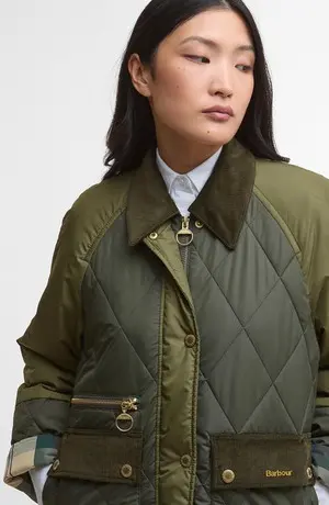 Barbour Diamond Quilted Jacket - Olive/moss/tartan