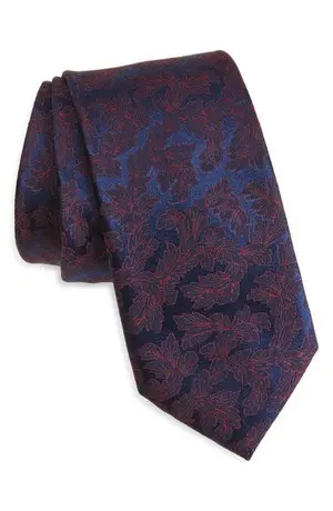 Nordstrom Botanical Silk Neck Tie - Burgundy