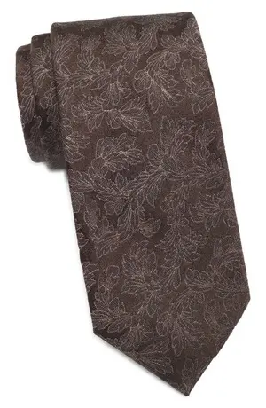 Nordstrom Botanical Silk Neck Tie - Chocolate