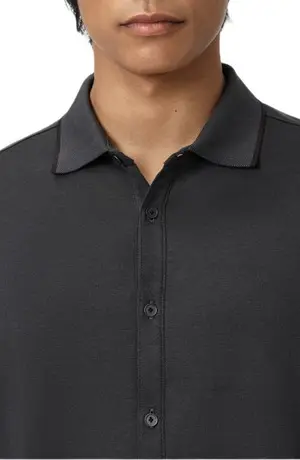 John Varvatos Drewce Bird's Eye Button-up Shirt - Charcoal