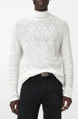 John Varvatos Alistair Broken Argyle Turtleneck Sweater - Salt