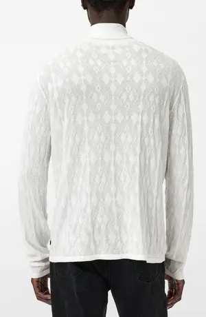 John Varvatos Alistair Broken Argyle Turtleneck Sweater - Salt
