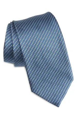 Brioni Geometric Jacquard Silk Neck Tie - 4149navy/sky Blue