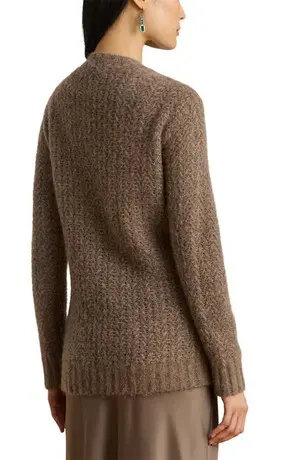 Ralph Lauren Oversized Open Stitch Sweater - Taupe Brown Heather