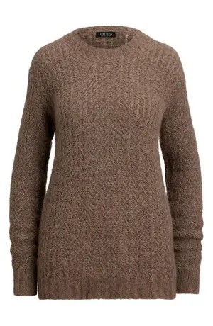 Ralph Lauren Oversized Open Stitch Sweater - Taupe Brown Heather
