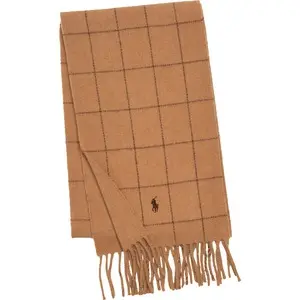 Polo Ralph Lauren Reversible Windowpane Scarf - Camel/teak