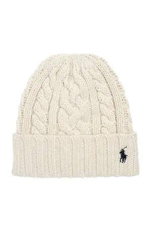 Polo Ralph Lauren Recycled Cable Knit Beanie - Chic Cream