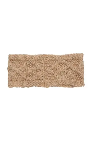 Ralph Lauren Large Cable Knit Headband - Camel/gold