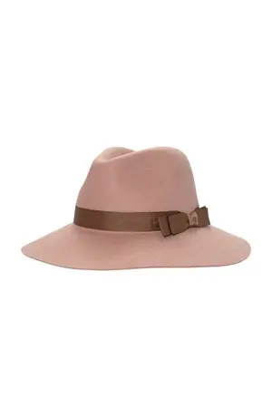 Ralph Lauren Felted Fedora With Double Ribbon - Taupe