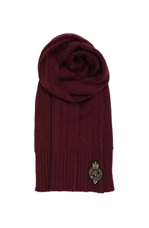 Ralph Lauren Cable Crest Patch Scarf - Dark Garnet