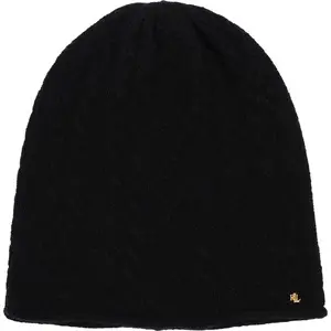 Ralph Lauren Cable Knit Slouchy Beanie - Black