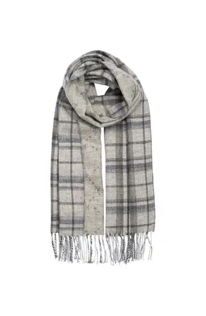 Ralph Lauren Plaid And Logo Double Face Scarf - Grey Plaid