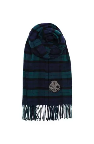 Ralph Lauren Wool Plaid Scarf With Patch - Blackwatch