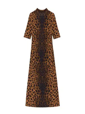 RO&ZO Mock Neck Jersey Animal Print Dress