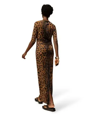 RO&ZO Mock Neck Jersey Animal Print Dress