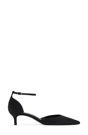 Mango Ankle Strap Pointed Toe Kitten Heel Pump