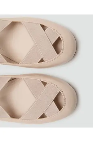 Mango Ankle Wrap Ballet Flats - Ecru