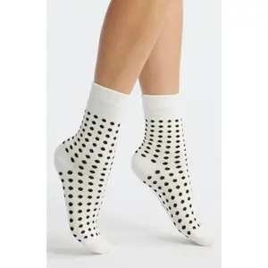 STEMS Polka Dot Crew Socks Black White