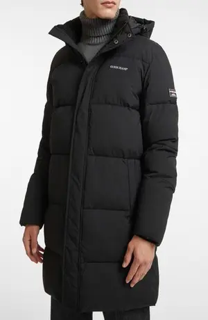 Guess Mid Length Hooded Puffer Coat