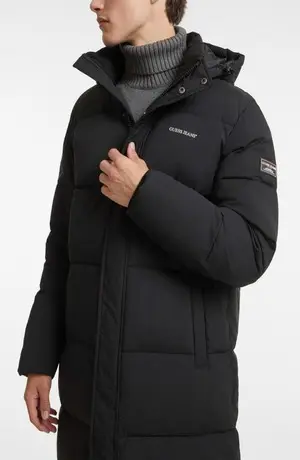 Guess Mid Length Hooded Puffer Coat
