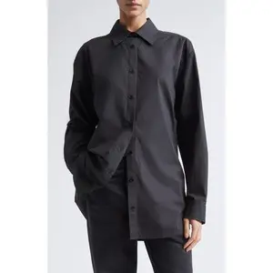 TOTEME Classic Tumbled Cotton Button-up Shirt - Washed Black