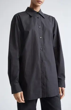 TOTEME Classic Tumbled Cotton Button-up Shirt - Washed Black