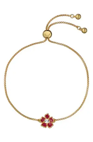 Ted Baker London Petial Painted Flower Slider Bracelet - Gold Tone/raspberry/clear