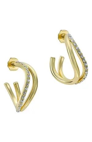 Ted Baker London Wayva Pavé Crystal Hoop Earrings - Gold Tone /clear Crystal