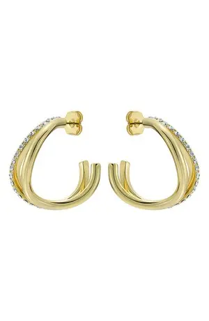 Ted Baker London Wayva Pavé Crystal Hoop Earrings - Gold Tone/clear Crystal