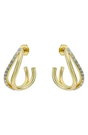 Ted Baker London Wayva Pavé Crystal Hoop Earrings - Gold Tone/clear Crystal