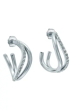 Ted Baker London Wayva Pavé Crystal Hoop Earrings - Silver Tone /clear Crystal