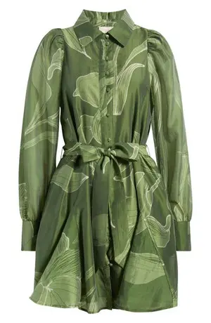 CIEBON Silvie Long Sleeve Tie Belt Shirtdress