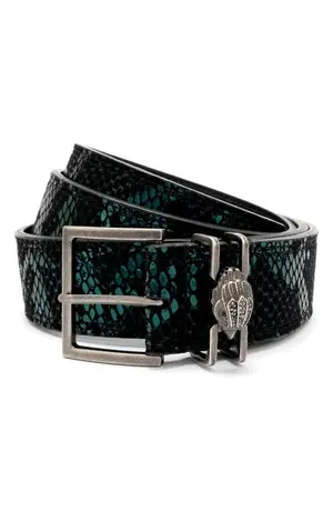 Kurt Geiger Shoreditch Snakeskin Embossed Leather Belt - Green Multi
