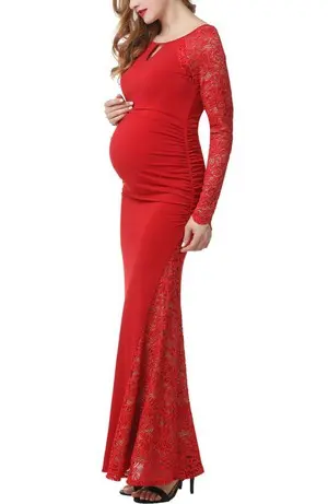KIMI + KAI Bella Maternity Maxi Dress - Red