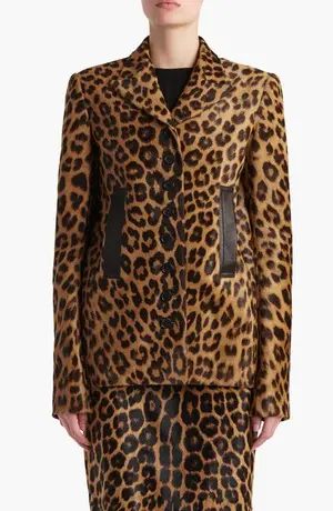 Khaite Saraphina Animal Print Calf Hair Blazer - Leopard