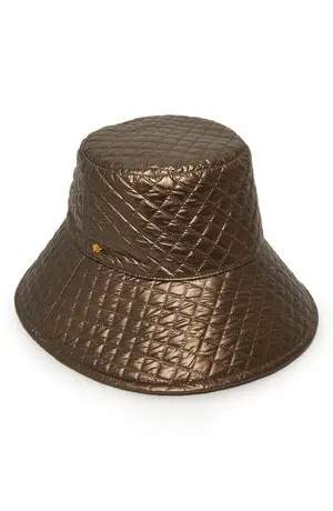 Lele Sadoughi Metallic Quilted Bucket Hat - Bronze
