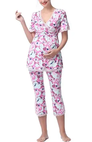 KIMI + KAI Koi Maternity Nursing 2-piece Pajama Set - Parfait Pink