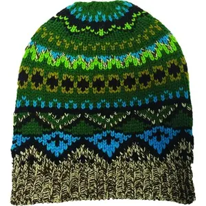 Anna Sui Fair Isle Patterned Beanie - Teal Multi